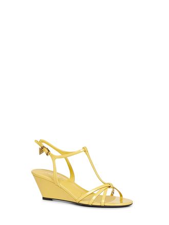 Prada Womens Sandals Pineapple Patent Leather Yellow Calf