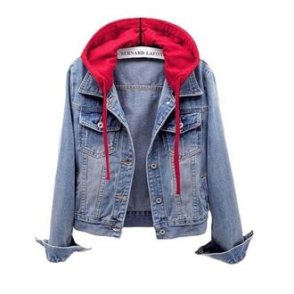 Generic Nouvelle version cor&eacute;enne de veste en jean manteau &agrave; capuche &agrave; manches longues pour femmes &eacute;tudiants revers courts couleur unie, N&deg;4, 4XL