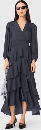 Maje Langes R&uuml;schenkleid - Marineblau - Maje