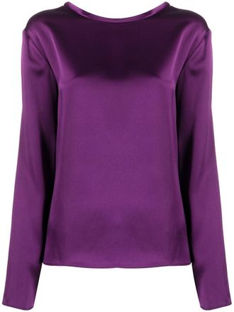 Tom Ford Satinoberteil mit langen &Auml;rmeln - Violett