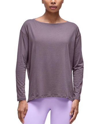 CRZ YOGA Damen Pima Baumwolle Sport Langarmshirt Fitness Yoga Langarm Leichte Shirt Longsleeve Lässig Oberteile lila grau 42