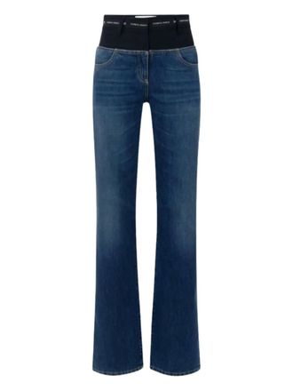 Elisabetta Franchi jean à taille à lien de resserrage - Bleu