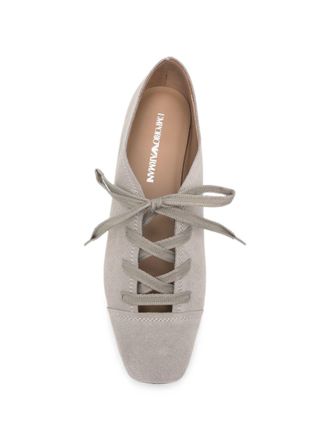 Emporio Armani Suede-Finish Lace-Up Flat - Beige
