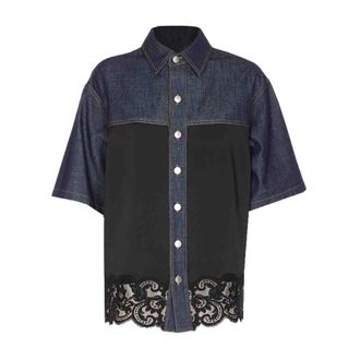 Stella McCartney Hem mit Spitzenbesatz und Kontrast-Eins&auml;tzen - - Blouses & Shirts - Damen - Blau - M
