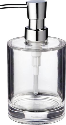 Sadena Seifenspender, Chrom, Transparent, Kunststoff, 8.3x15.8x8.3 cm, Kunststoffpumpe, Spender problemlos zum Nachfüllen, Badaccessoires