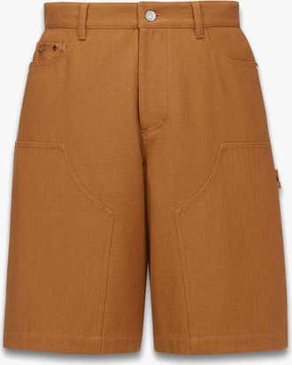 MCM Shorts aus Baumwoll-Twill und Leder mit Monogramm-Print