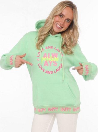 Zwillingsherz Hoodie Always Positive Kapuze, Stickerei, Fronttasche, Bündchen-Schriftzug, Langarm