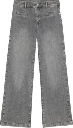 Oltre Femme, Jeans, Gris, Taille: 44 FR Jean large avec clous d&eacute;coratifs