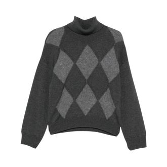 PESERICO Wollpullover mit geometrischem Muster - - Knitwear - Damen - Grau - L