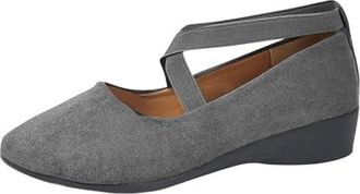 Generic Chaussures compens&eacute;es pour femme avec sangles &eacute;lastiques &agrave; la cheville, chaussures de marche d&eacute;contract&eacute;es, couleur unie, respirantes, confortables, c
