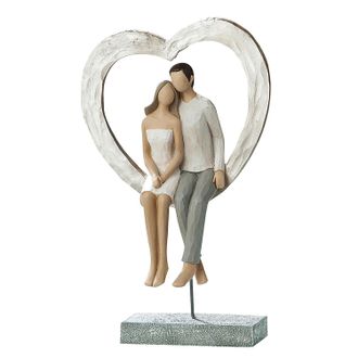 Gilde Deko Figur Liebespaar Skulptur Liebe Geschenk für Paare - Hochzeitstag Geschenk für Frauen - Dekofiguren Wohnzimmer modern - Farben: Silber Weiß - Höh