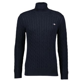 GANT &Eacute;l&eacute;gant Cotton Cable Turtle Neck - Homme - Pulls - Bleu - Taille: S