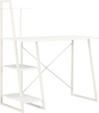 vidaXL Bureau avec &eacute;tag&egrave;re Blanc 102x50x117 cm
