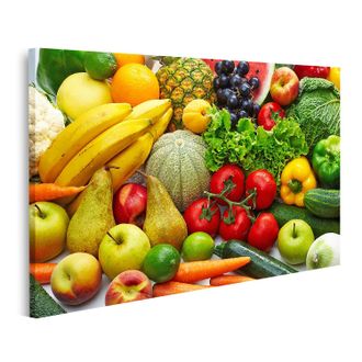 Islandburner Bild auf Leinwand Frisches Obst und Gemüse Vielfalt Bunter Lebensmittel Haufen Bilder Wandbilder Poster
