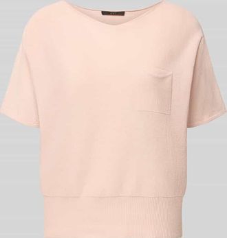 Oui Strickpullover mit U-Boot-Ausschnitt und Brusttasche