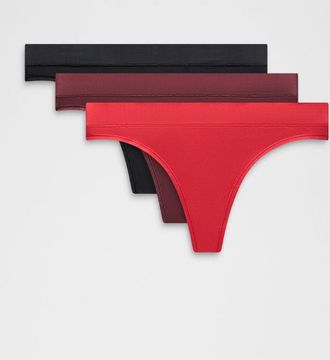 lululemon String UnderEase taille mi-haute Trio pour Femmes - Noir/Rouge/Burgundy - Taille XL
