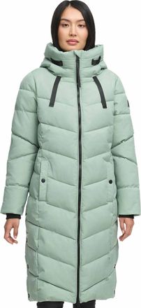 Navahoo Damen Winterjacke (XS-3XL) - Wasserabweisend, zum Teil mit Teddyfell, 4 Taschen, Steppmantel mit Kapuze, Warme Jacke Frauen - N009 (L, Smokey-Mint)