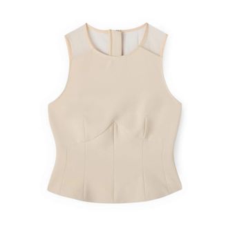 Motivi Cr&ecirc;pe-Top mit T&uuml;ll-Eins&auml;tzen - - Tops - Damen - Beige - L