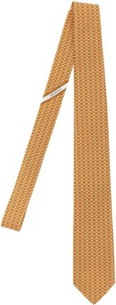 Ferragamo Homme, Accessoires, Orange, Taille: ONE Size Cravate en Soie Jacquard