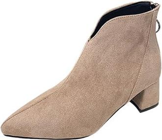 Generic Bottes &agrave; talons pour femme - Bout pointu - Style britannique - Confortables - Fermeture &eacute;clair dans le dos - &Eacute;l&eacute;gantes bottines d&eacute;contract&eacute;es au quoti