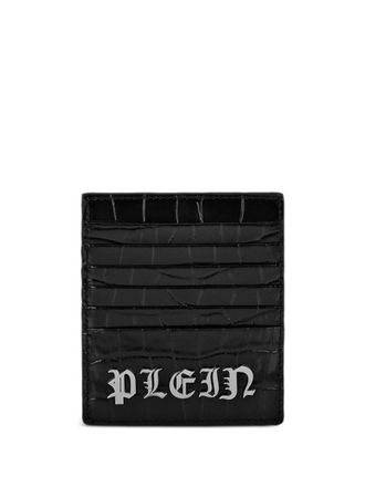 Philipp Plein porte-cartes &agrave; effet peau de crocodile - Noir