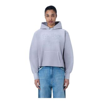 Maison Margiela Femme, Sweatshirts et sweats &agrave; capuche, Violet, Taille: 38 FR SweaT-shirt &agrave; capuche avec d&eacute;tails c&ocirc;tel&eacute;s