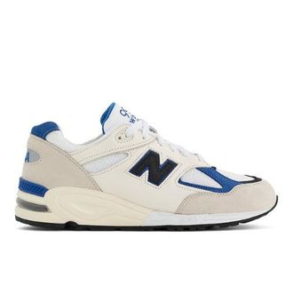 New Balance Herren Made in USA 990v2 in Weiß/Blau, Leder, Größe 37.5