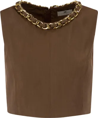Elisabetta Franchi Haut sans manches avec cha&icirc;ne &agrave; bijoux