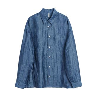 Sunflower Blaues Klassisches Leinenhemd mit Kragen - - Shirts - Herren - Blau - M