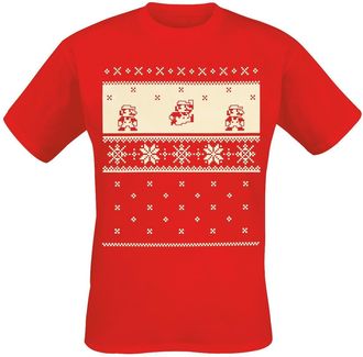 Nintendo Herren T-Shirt -XL- Mario X-Mas, rot