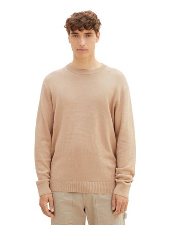 Tom Tailor Tom Tailor Denim Herren Basic Strick-Pullover mit Struktur, 11704 - Silver Ecru, XL