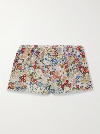 Khaite Short En Georgette De Soie &Agrave; Imprim&eacute; Fleuri Tilly - Neutres