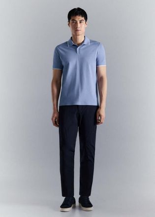 Mango Polo piqu&eacute; comfort stretch Coolmax bleu porcelaine - Homme - XXL - MANGO MAN