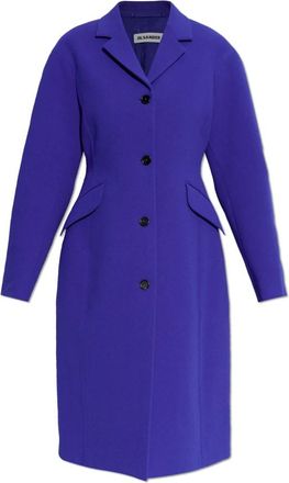 Jil Sander Femme, Manteaux, Bleu, Taille: 42 FR Manteau &agrave; revers ouvert