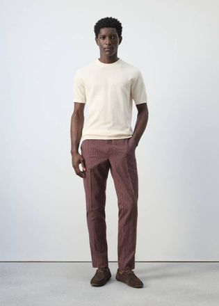 Mango T-shirt maille fine coton ivoire - Homme - XXL - MANGO MAN