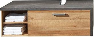 Trendteam Bay - Waschbeckenunterschrank - Eiche Riviera/Beton dunkel - Badschrank hängend mit Schublade (Unterflurauszug) und 2 offenen Fächern - (BxHxT) 123 x 