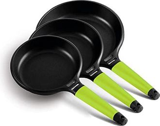 Fundix Castey Fundix F3-K2 Pfannen-Set, 20, 24 und 28 cm, Farbe Kiwi, Antihaftbeschichtung, PFOA-frei, leicht und wendig, ergonomischer Griff, geeignet f&uuml;r a