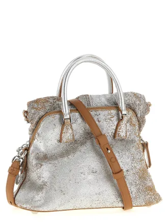 Maison Margiela Womens 5ac Mini Top Handle Bag Silver Sheepskin Leather