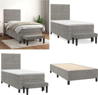vidaXL Boxspringbett mit Matratze Hellgrau 90x200 cm Samt - Samtbett - Boxspringbett - Doppelbett - Bettenrahmen - Schlafsystem - Home & Living