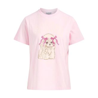 Ganni Femme, Tops, Rose, Taille: 38 FR Puppy T-shirt