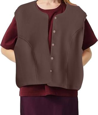 Generic Vestes pour femmes 2026 gilet avec velours &eacute;pais et camisole veste 2025 ample d&eacute;contract&eacute;, caf&eacute;, 4XL