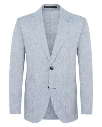 Windsor Ungef&uuml;ttertes Sakko aus einem Leinen-Wolle-Mix mit Kleinmuster, Shaped Fit in