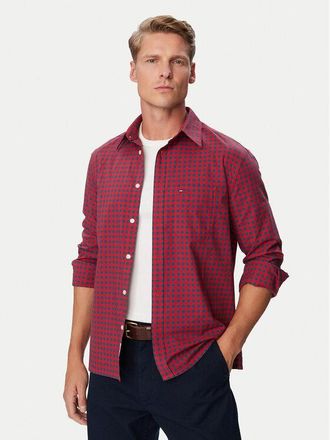 Tommy Jeans Hemd Check Oxford DM0DM23516 Dunkelrot Regular Fit