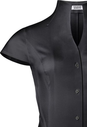 Vincenzo Boretti Klassische Bluse tailliert stretch Kelchkragen Kurzarm