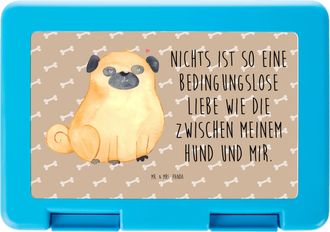 Mr. & Mrs. Panda Aufbewahrungsbox Mops - Geschenk, Spr&uuml;che, Snackbox, Liebe, Bento Box, Brotdose, Pure, Knuffig, Essensbox, Snackdose, Hund