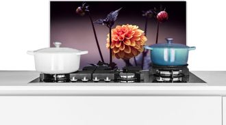 MuchoWow Spritzschutz Küche Küchenrückwand Alu Poster Bilder 60x30 cm Blumen - Chrysantheme - Makro - Pflanzen