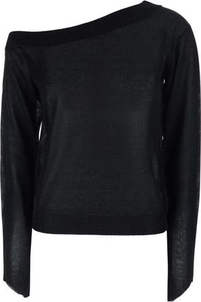 Federica Tosi Femme, Pulls, Noir, Taille: 38 FR Pull Asym&eacute;trique