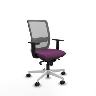 Piqueras y Crespo Violetter Schreibtischstuhl mit 1D-Armen, h&ouml;henverstellbare Lendenwirbelst&uuml;tze, ausgestattet mit 5 Positionen und injiziertem Schaumstoff, Grau/Violet