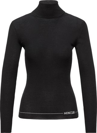 Moncler Moncler Pull &Agrave; Col Roul&eacute; En Laine Avec Logo, Femme, Noir, Taille: Xxs