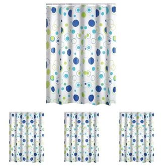 Ridder 303080 Duschvorhang Folie ca. 180 x 200 cm, Kreise (Packung mit 4)